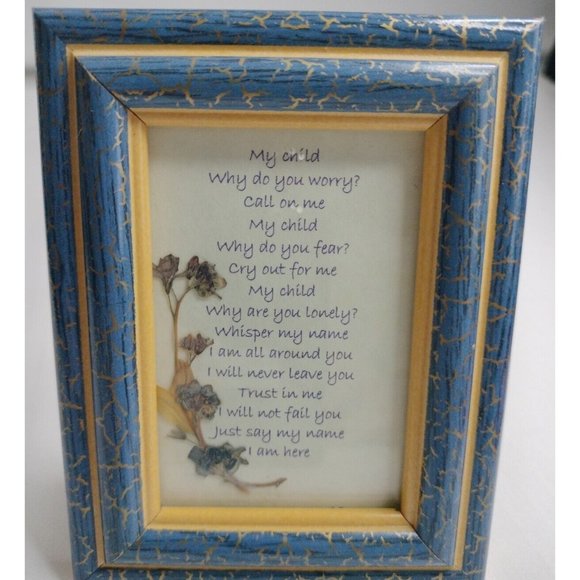 Art | Vintage Press Flower With Blue And Tan Color Beautiful Poem Made ...
